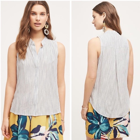 cloth & stone | Tops | Cloth Stone Striped Button Down Tank Top M ...